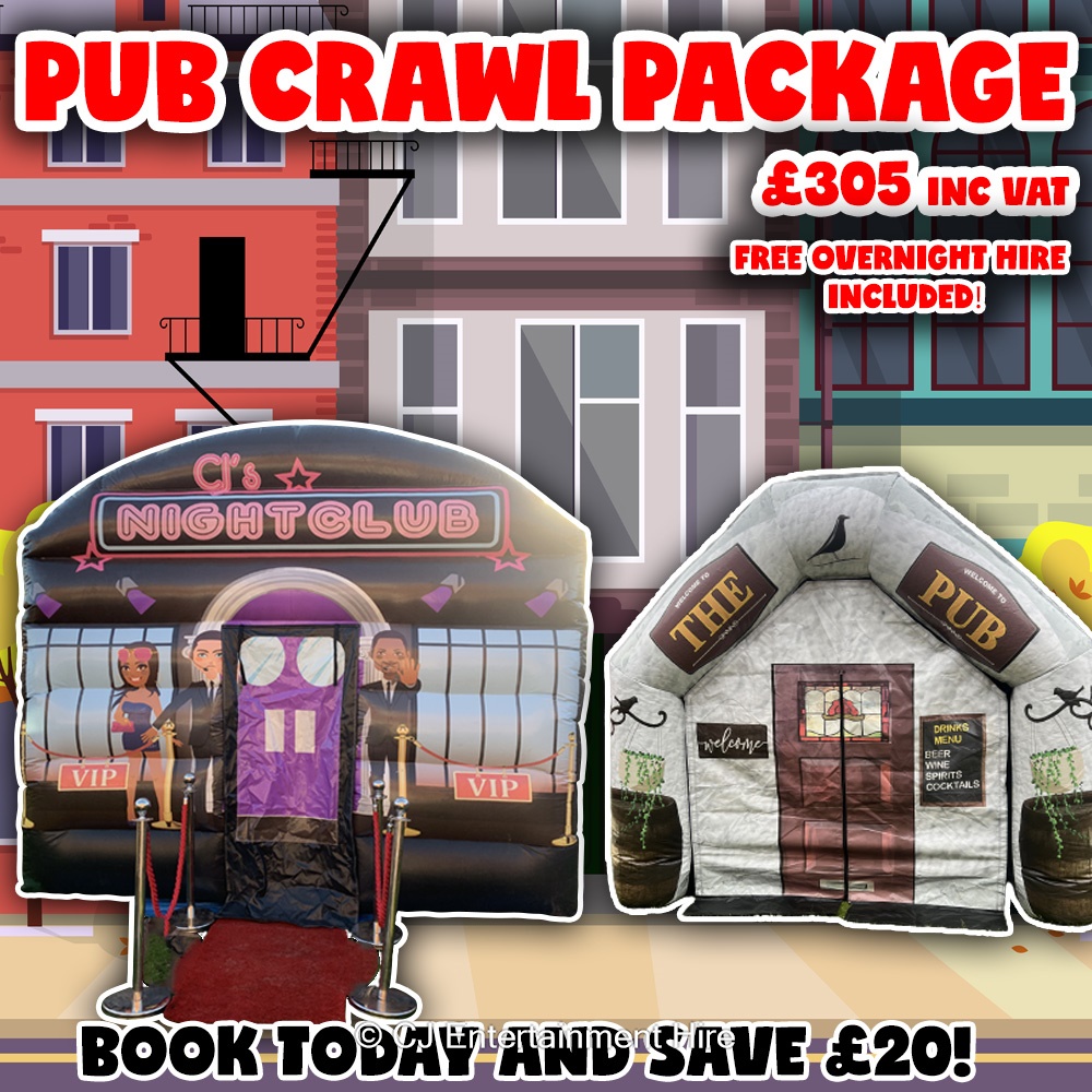 Pub Crawl Package - Bouncy Castle Hire in Nottingham, Derby, Leicester | CJ Entertainment Hire