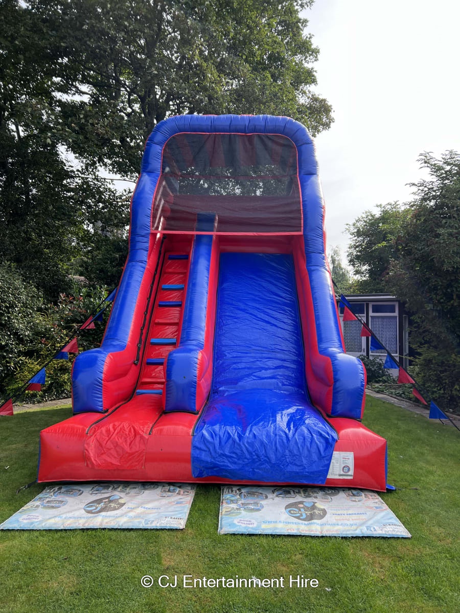Red & Blue Inflatable Slide - Bouncy Castle Hire in Nottingham, Derby, Leicester | CJ ...